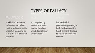 The power point presentation shows the types of Fallacy | PPTX