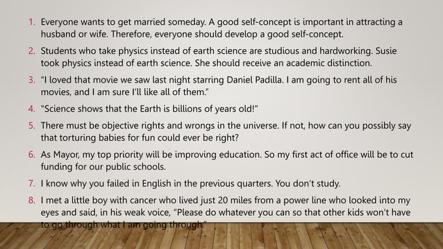 The power point presentation shows the types of Fallacy | PPTX