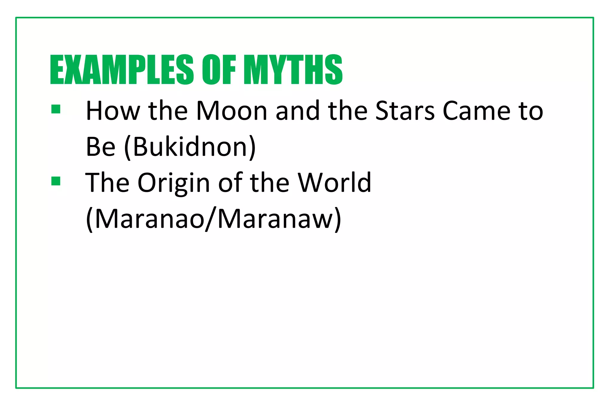 PPT_English 7_Q1_W2-1 (Distinguishing Features of Proverbs, Myths, and ...