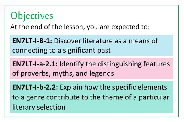 PPT_English 7_Q1_W2-1 (Distinguishing Features of Proverbs, Myths, and ...