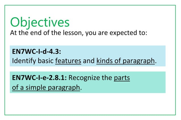 PPT_English 7_Q1_W6-1 (Features, Kinds, and Parts of a Paragraph).pptx