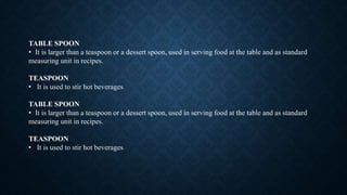 tools and equiptment used in food and beverages services | PPTX