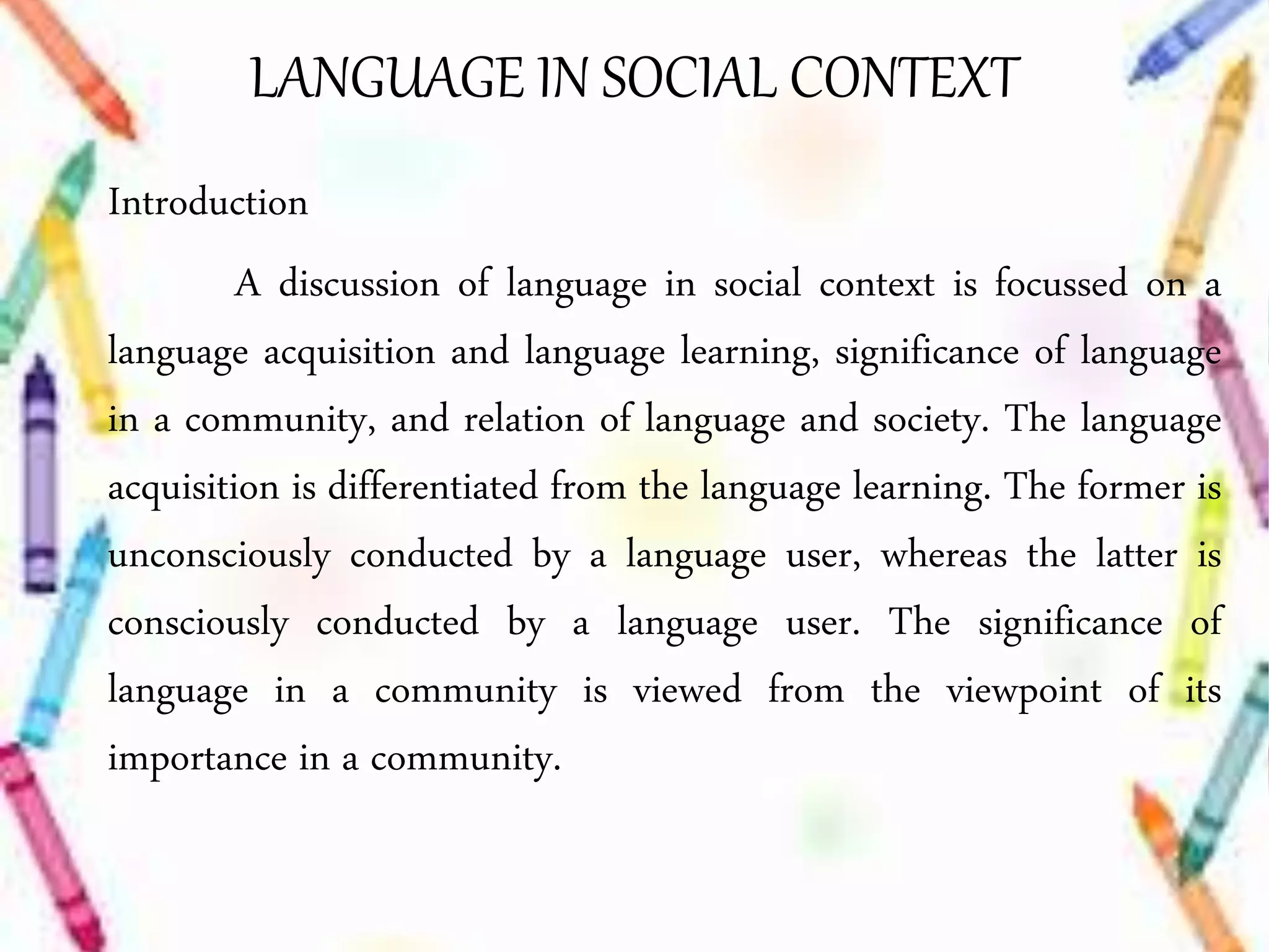 Providing a Language Context | PPT
