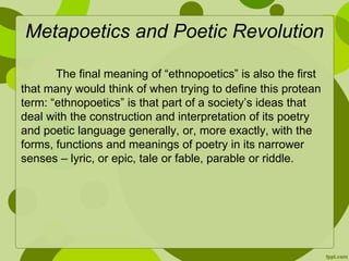 Ppt ethnopoetics | PPT