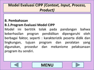 Ppt Evaluasi Pembelajaran Model CIPP | PPTX