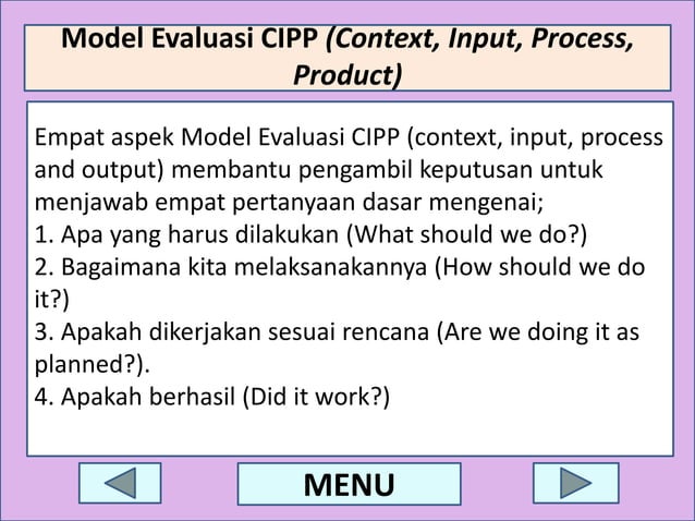 Ppt Evaluasi Pembelajaran Model CIPP | PPTX