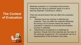 Evaluating ELT Materials; Adapting Materials; Technology in ELT | PDF