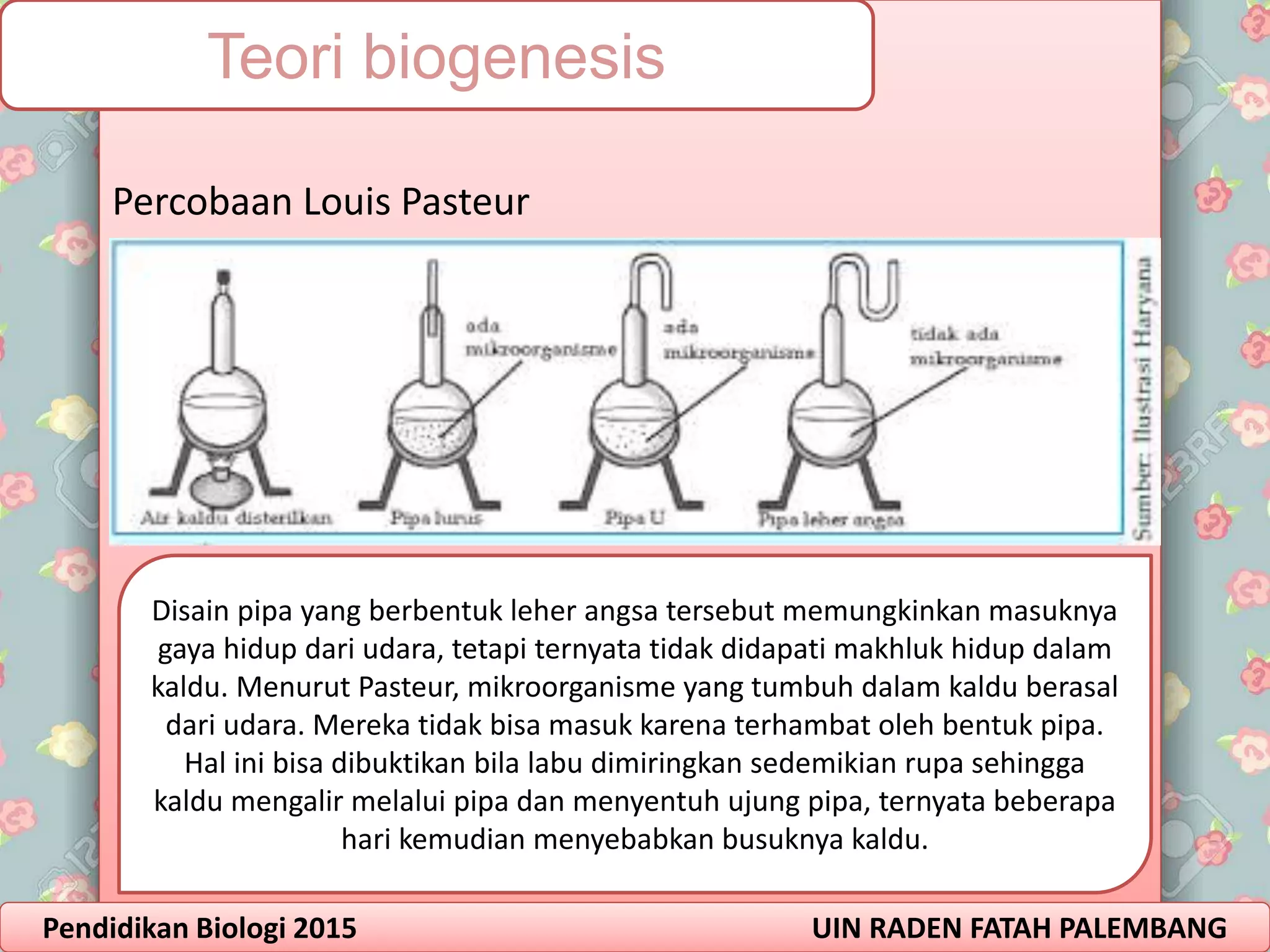 TEORI BIOGENESIS Makhluk Hidup berasal dari Makhluk Hidup | PPTX