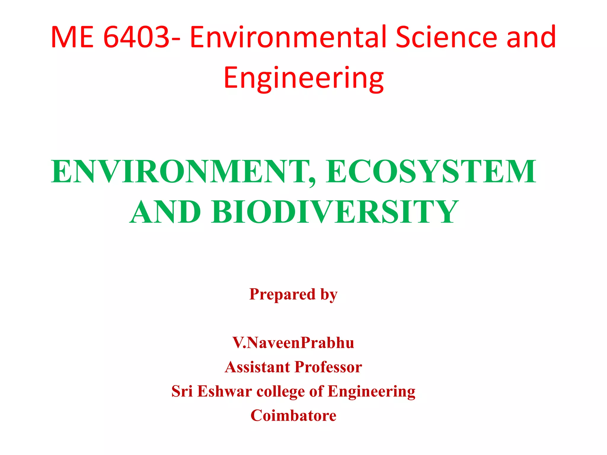 environment , ecosystem and biodiversity | PPTX