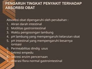 penggunaan absorbsi farmakologi yang baik | PPTX