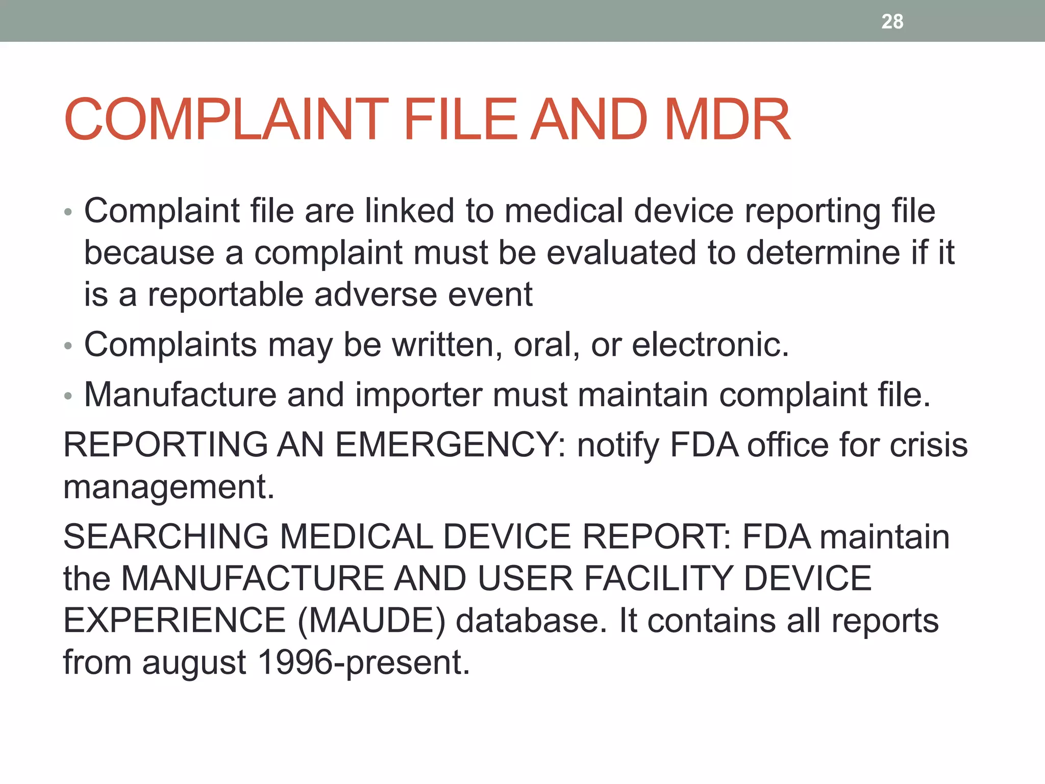 FDA regulation for medical devices | PPTX