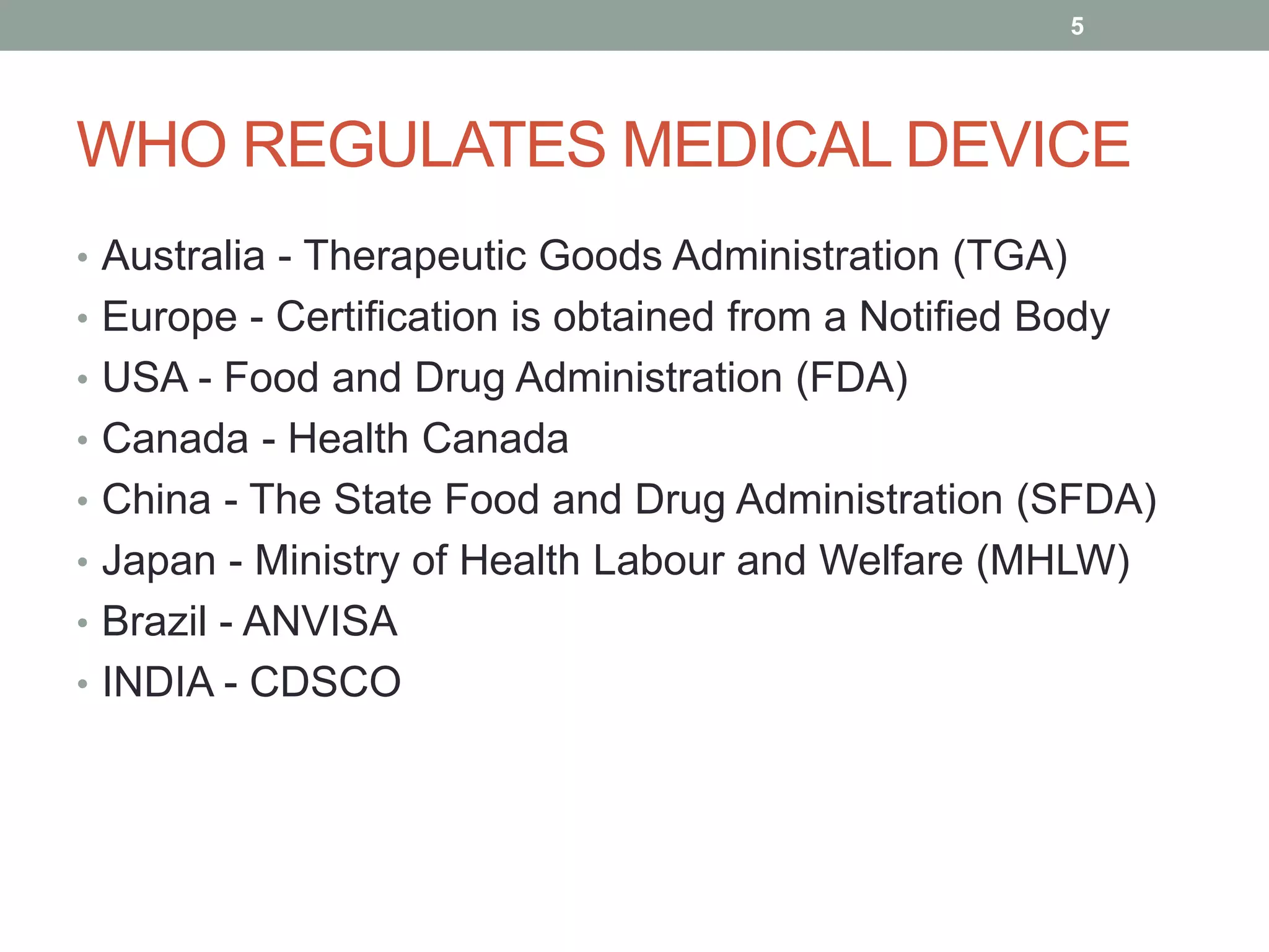FDA regulation for medical devices | PPTX