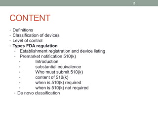 FDA regulation for medical devices | PPTX