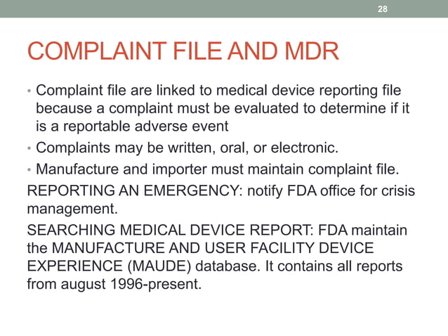FDA regulation for medical devices | PPTX | Pharmaceutical Industry | Industries