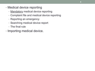 FDA regulation for medical devices | PPTX