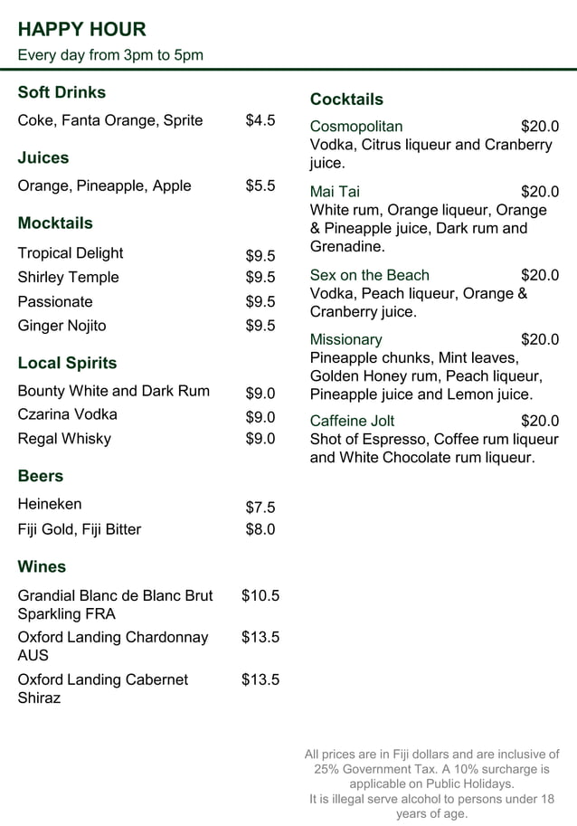 Heineken House Menu | PDF