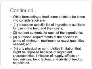 FISH FEED FORMULATION & PROCESSING. | PPTX