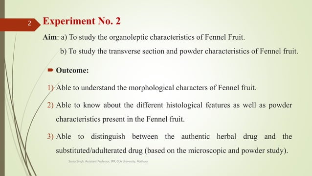 Experiment :Fennel | PPT