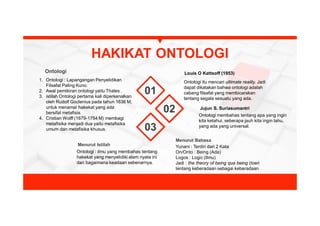 Ontologi Sebagai Landasan Ilmu Pengetahuan | PDF