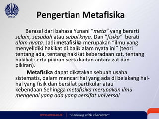 Power Point Filsafat Hubungan Ilmu Metafisika dengan Ontologi | PPT