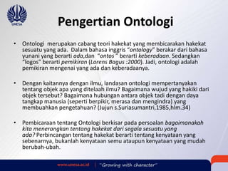 Power Point Filsafat Hubungan Ilmu Metafisika dengan Ontologi | PPT