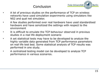 TCP Performance analysis Wireless Multihop Networks | PPT