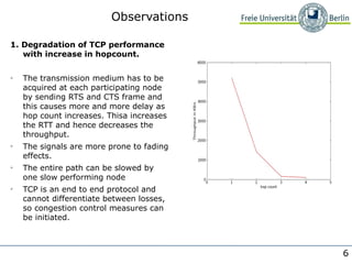 TCP Performance analysis Wireless Multihop Networks | PPT