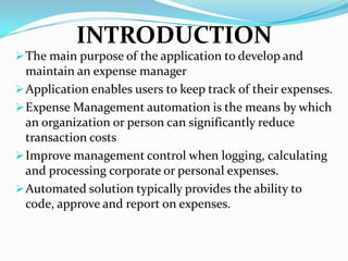 Expense Manager Application in JAVA | PPTX