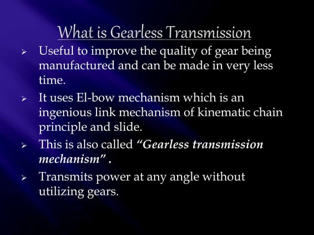 gearless transmission using El-bow mechanisum | PPTX | Computer ...