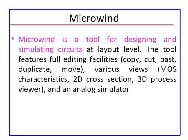 Layout design on MICROWIND | PPT
