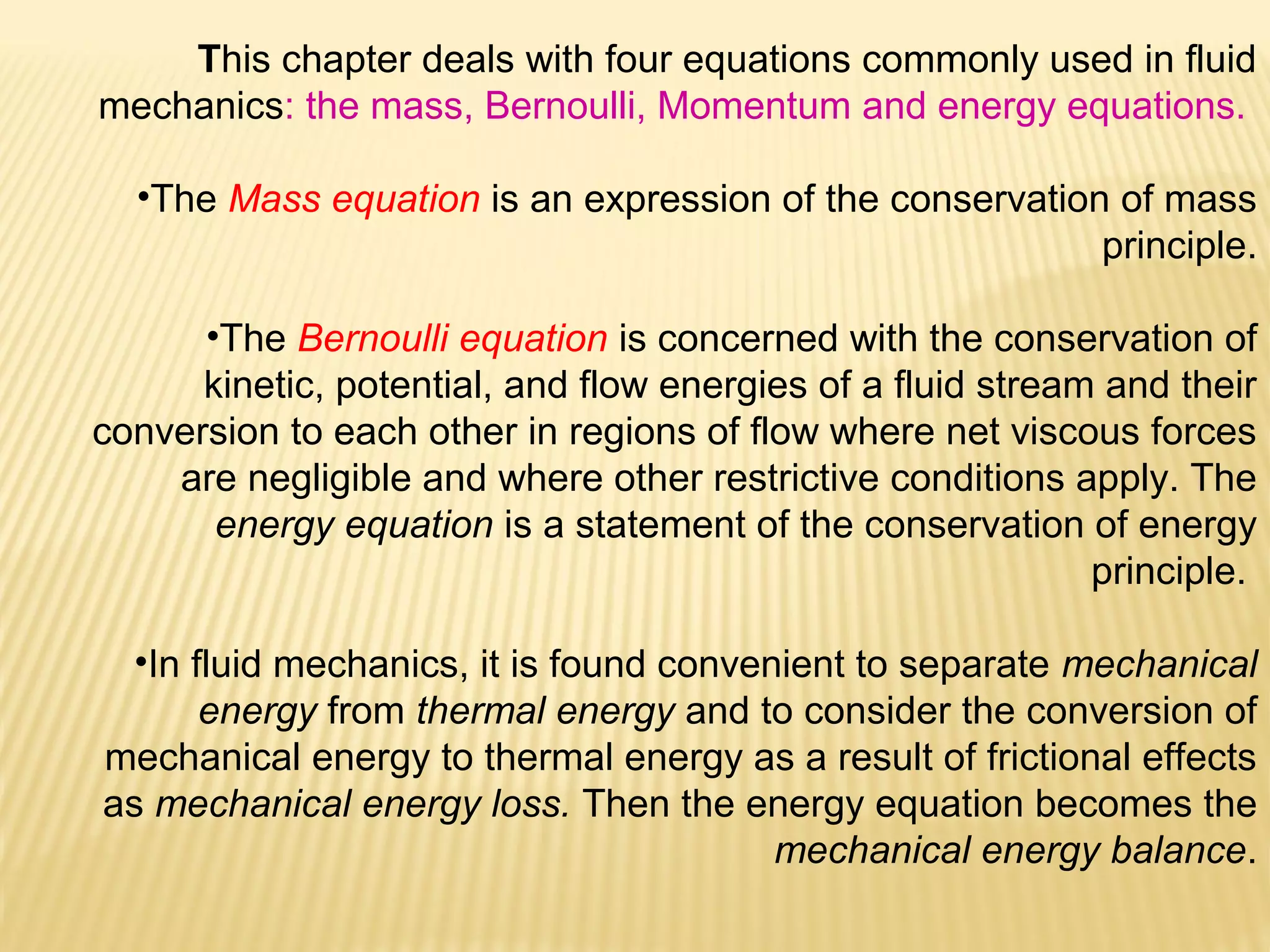 mass momentum energy equations | PPT