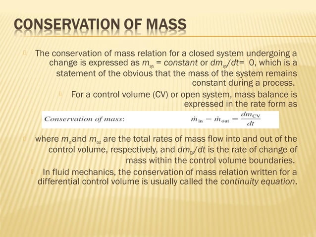 mass momentum energy equations | PPT
