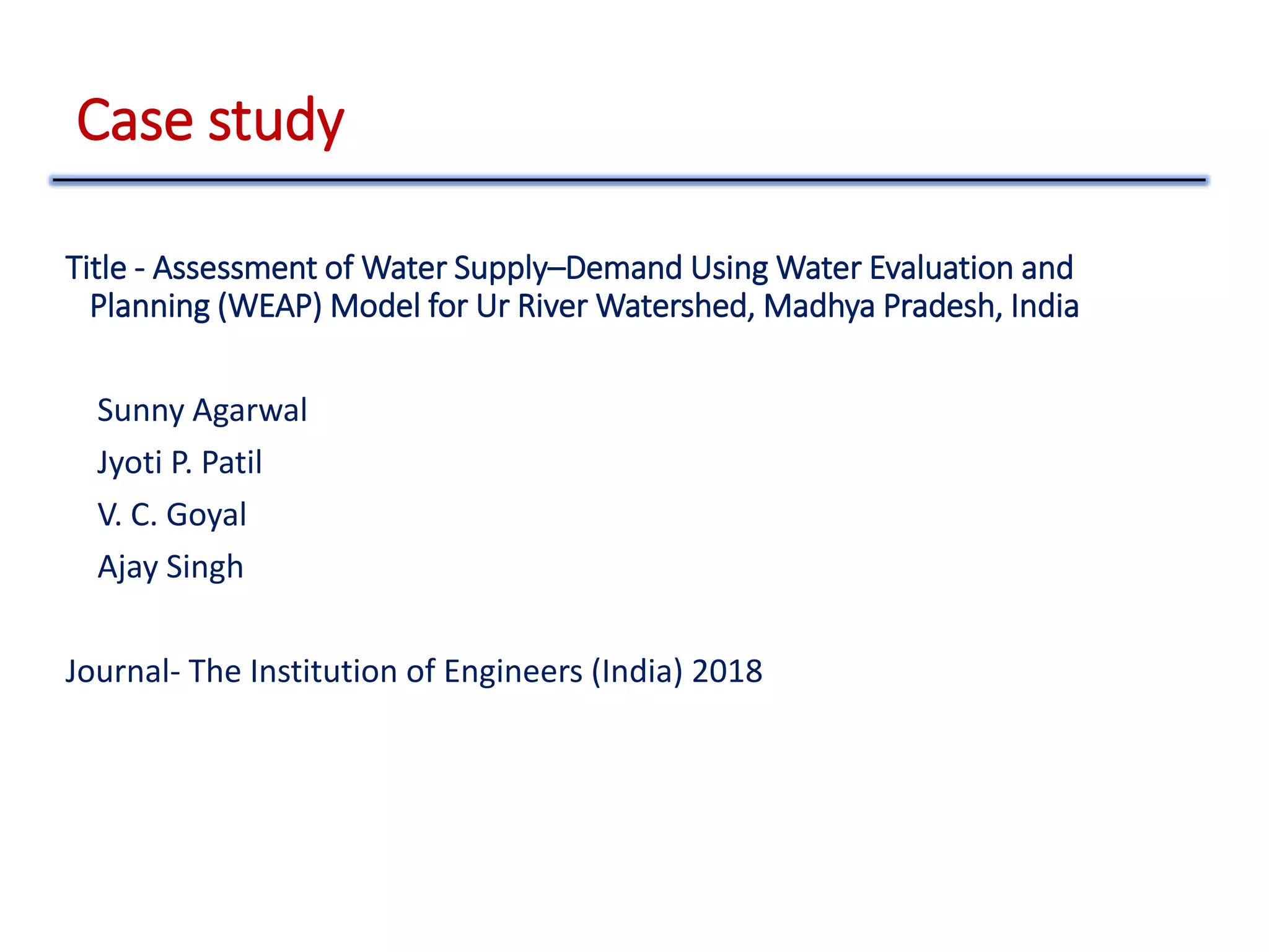 Assessment of Water Supply–Demand for a Watershed using WEAP Model ...
