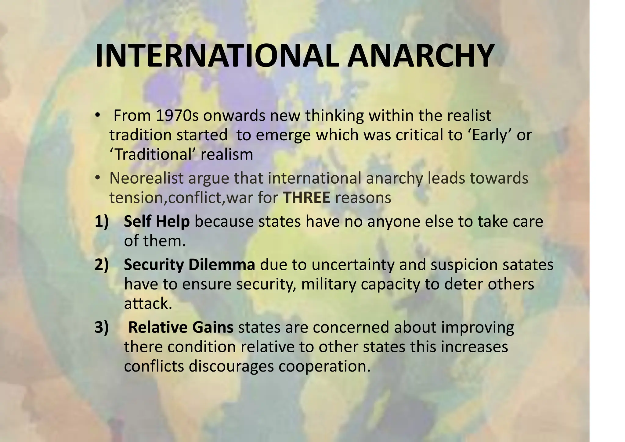 PPT on Realism in international relations political Science study | PDF