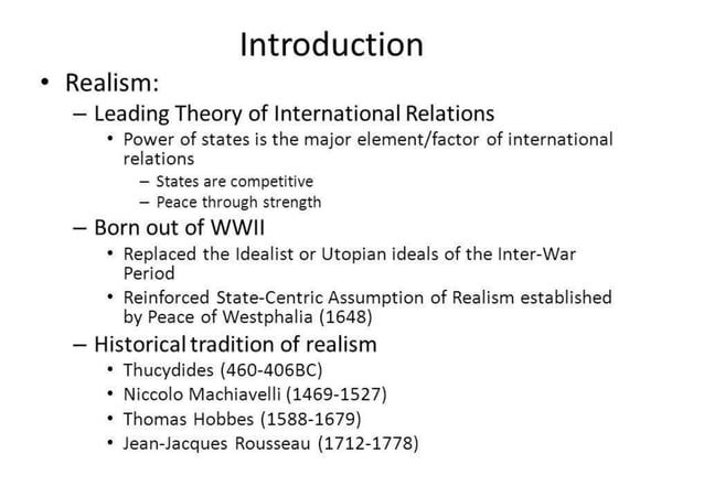 PPT on Realism in international relations political Science study | PDF ...