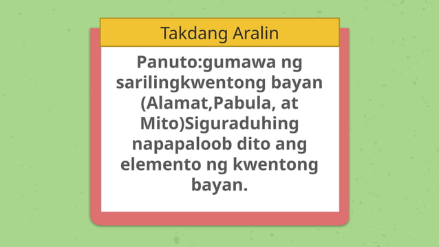 Kwentong bayan, uri at elemento ng kwentong bayan | PPTX