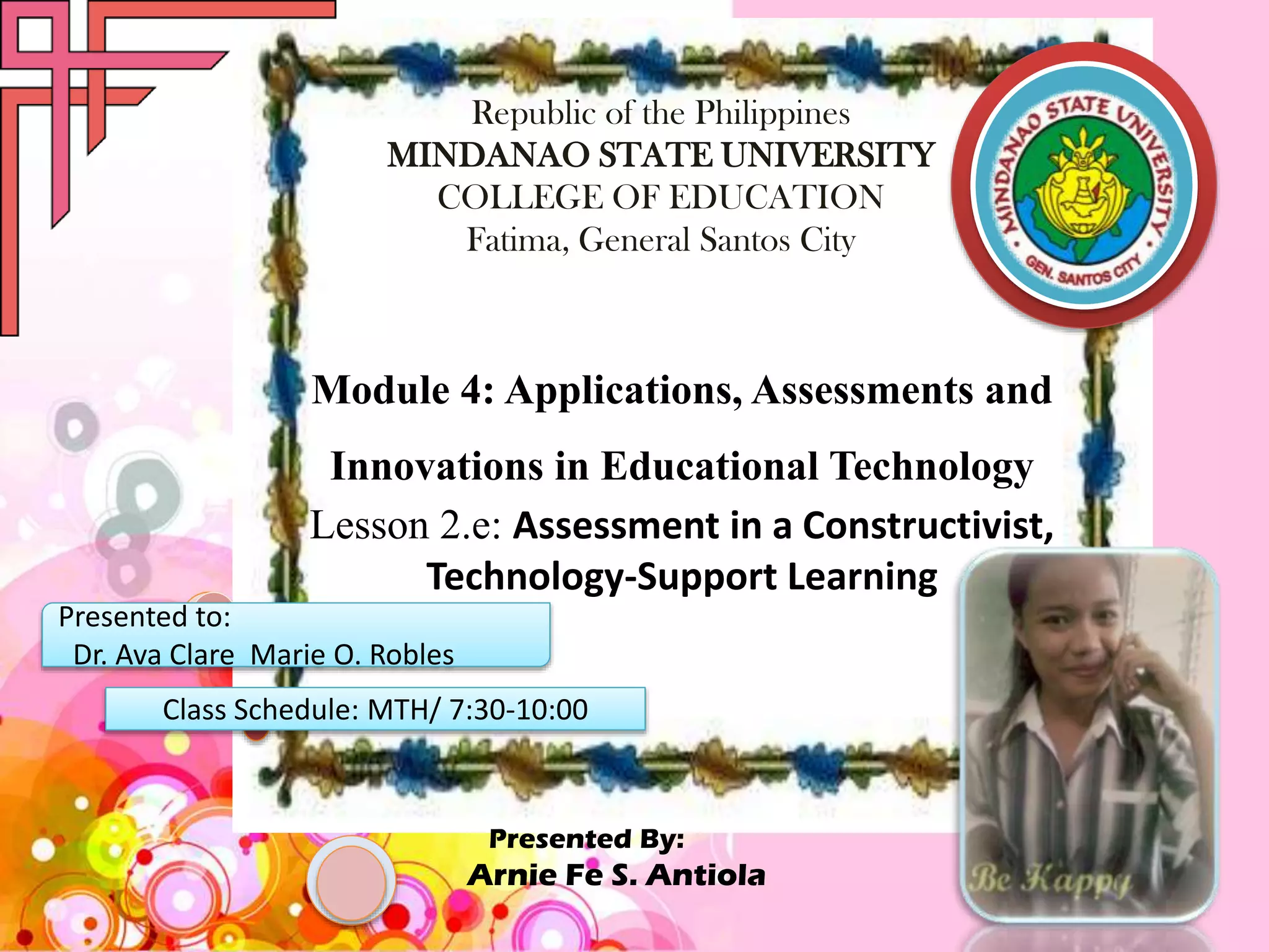 Assessment in a Constructivist, Technology-Support Learning | PPTX