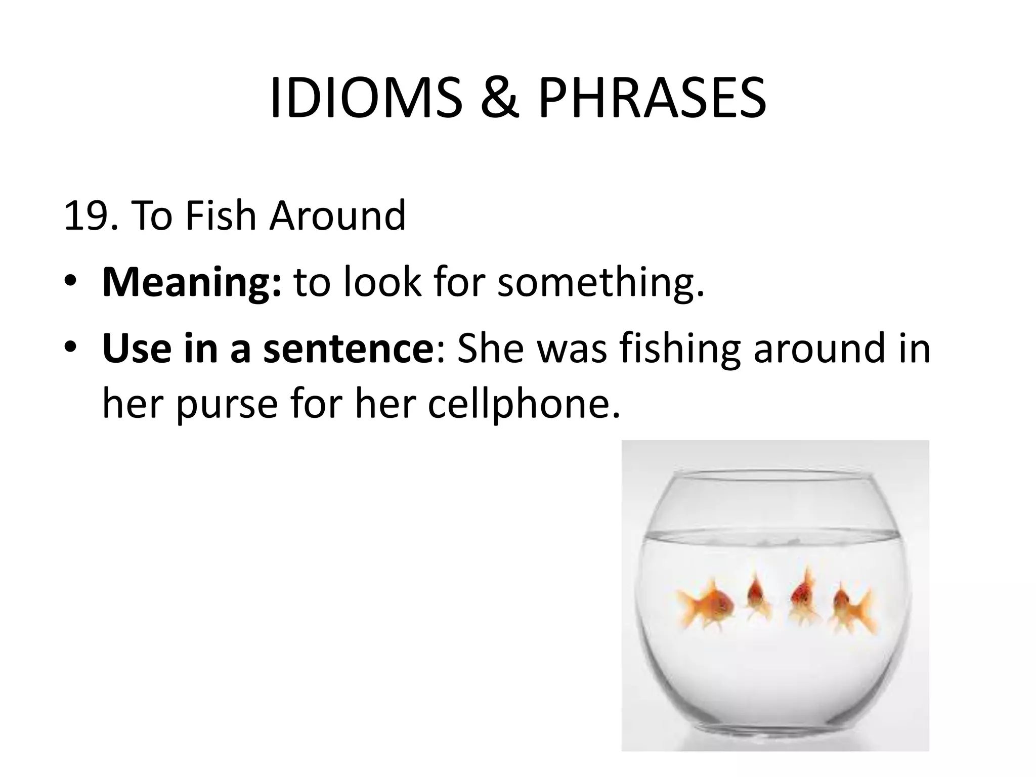 IDIOMS AND PHRASES ON FISH | PPTX | Fish and Aquariums | Pets