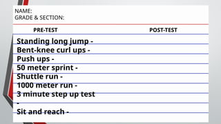 Fitness Test and its benefits to an individual. | PPT