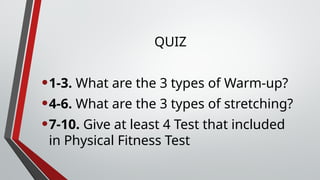 Fitness Test and its benefits to an individual. | PPT