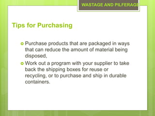 IMPACT OF WASTAGE AND PILFERAGE IN FOOD AND BEVERAGE SERVICE | PPTX