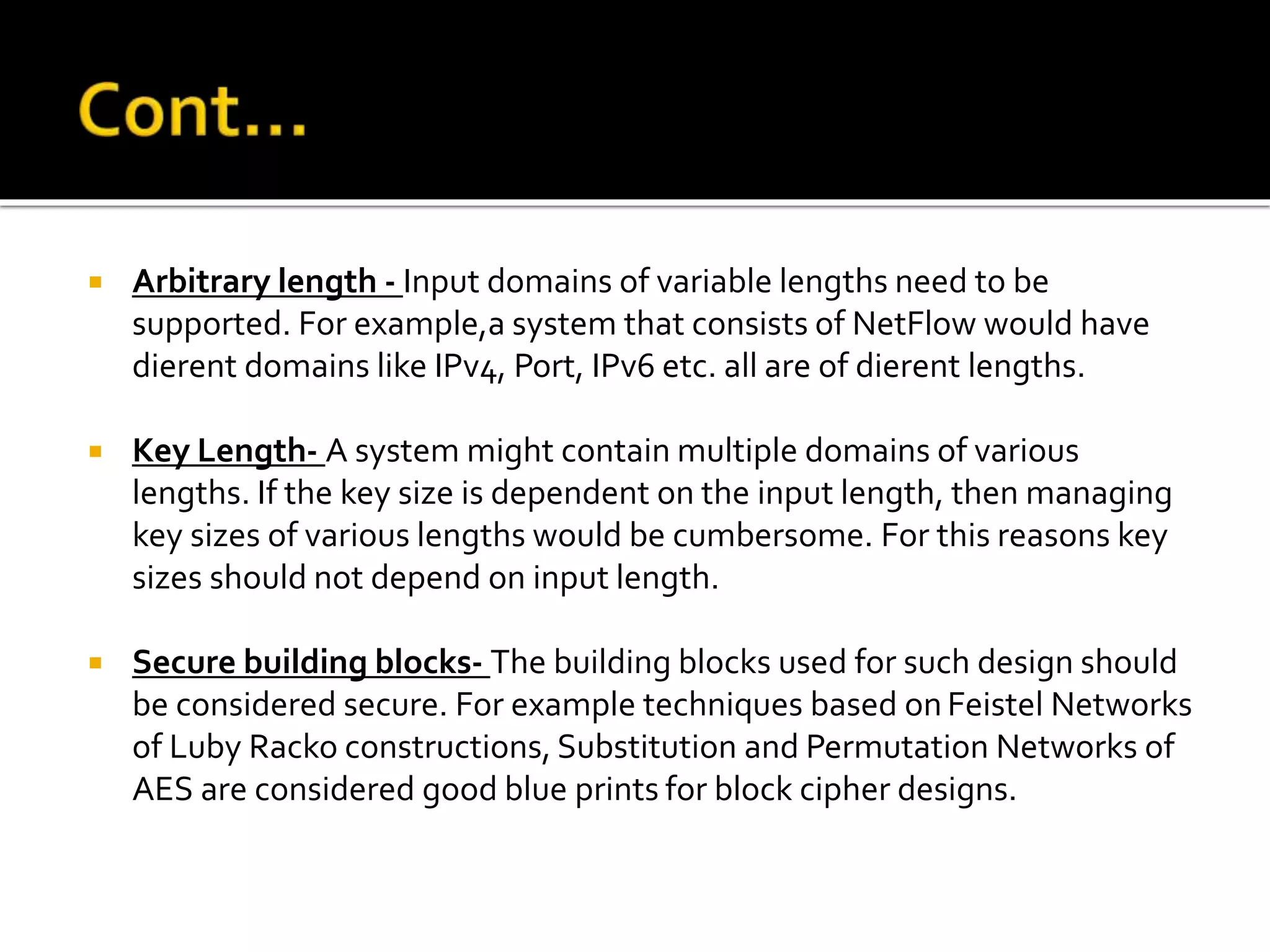 Ppt fnr arbitrary length small domain block cipher proposal | PPT
