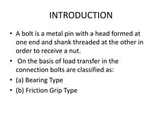 BOLTED CONNECTION | PPTX | Physics | Science