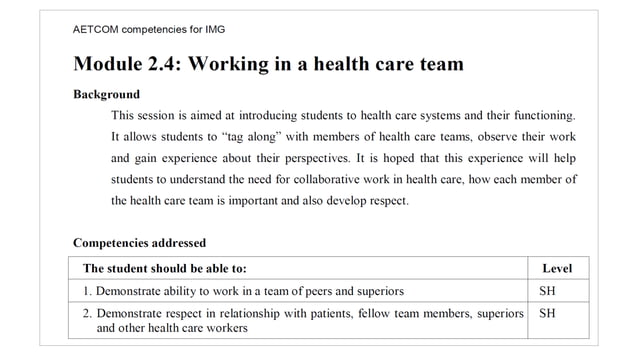 PPt for Aetcom- working in a health care team | PPTX