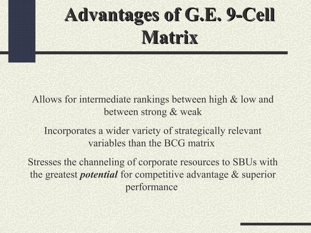 Ppt for bcg & ge nine cell matrix | PPT