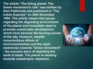 class 11 english ailing planet ppt | PPTX