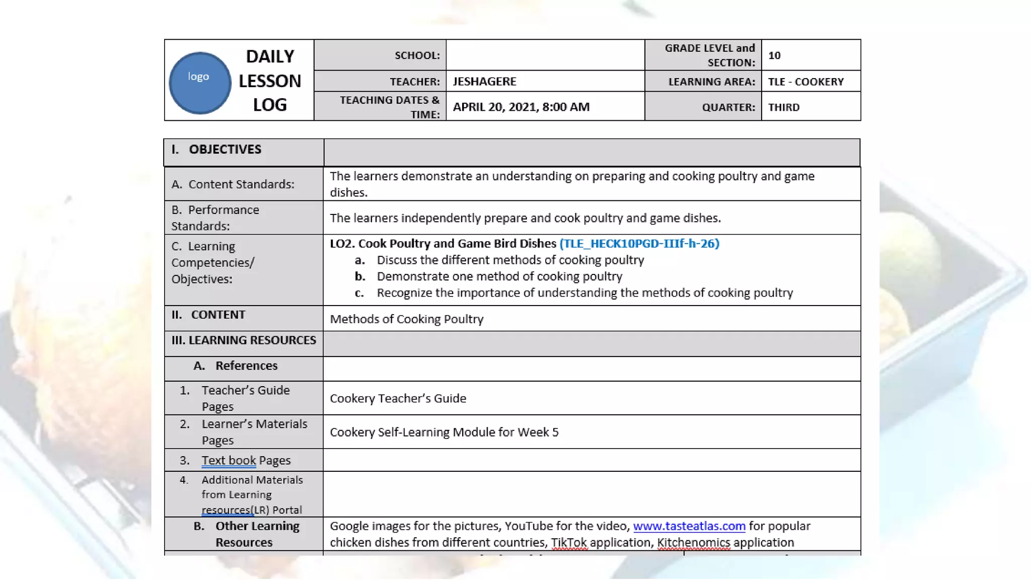 PPT for COT Methods of Cooking Poultry.pptx