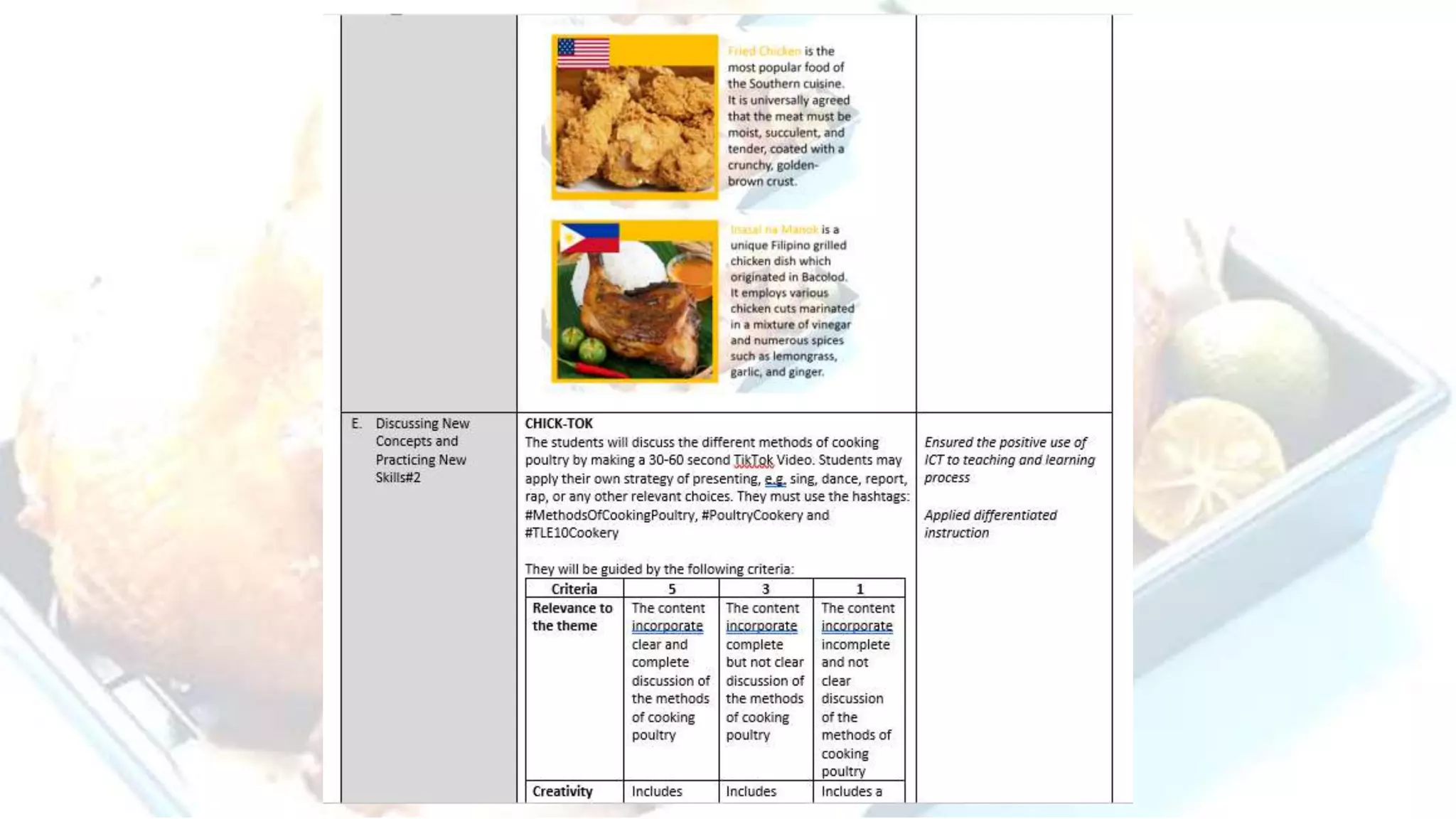 PPT for COT Methods of Cooking Poultry.pptx | Cooking | Food & Drink
