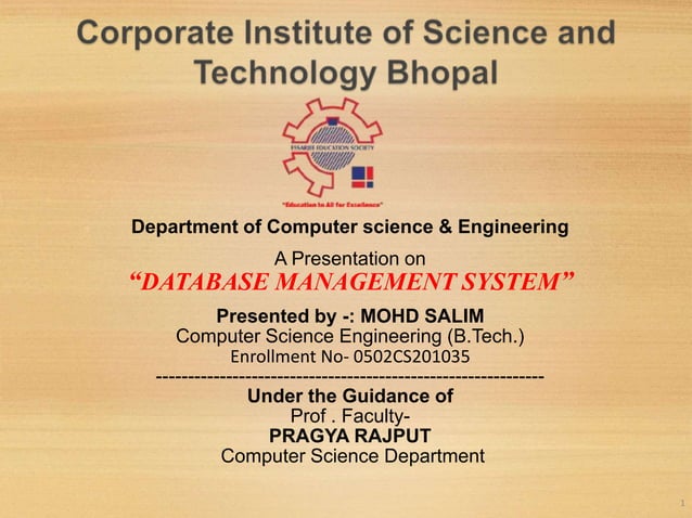 Ppt For Dbms Pptx Free Download