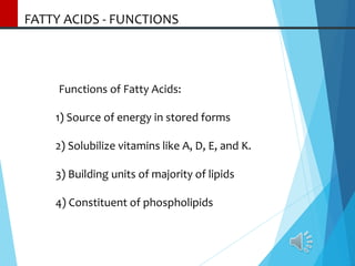 Fatty acids ppt - nomenclature & properties- By Sumati Hajela | PPTX